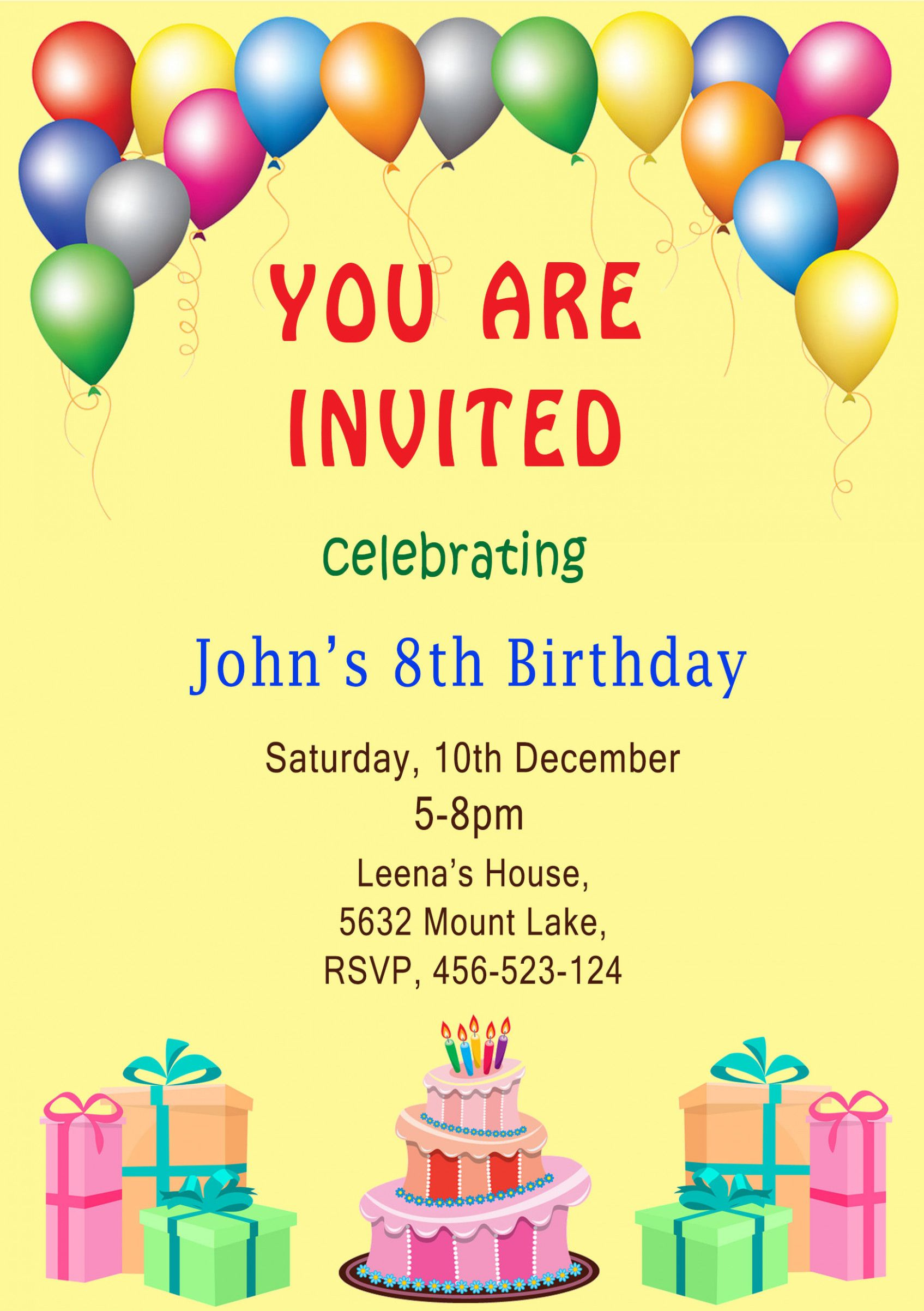 Birthday Invitation Card Birthday Invitations FREE Printable Birthday Invitation Card Birthday Invitations FREE Printable