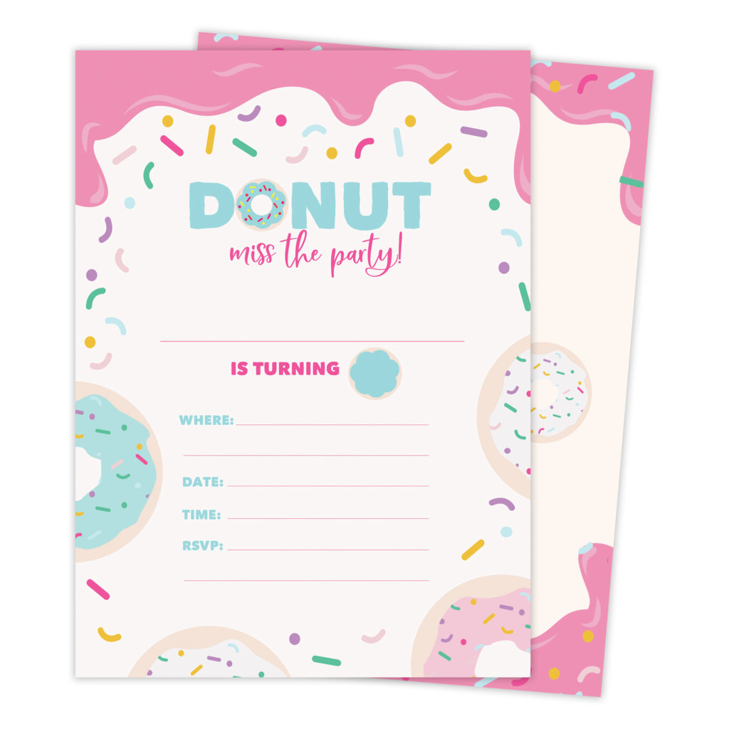 Donut Happy Birthday Invitations Invite Cards 25 Count With Envelopes ...